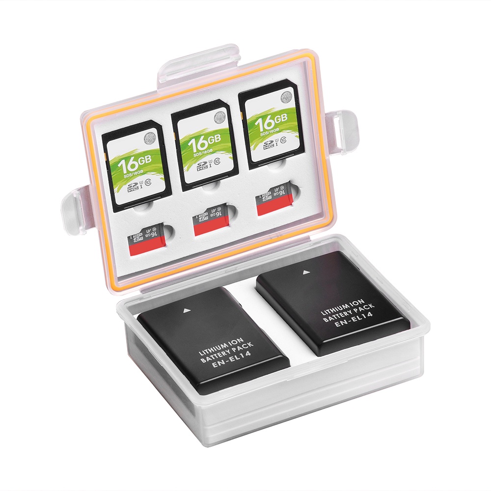 1x En-el14 El14 Camera Battery Box Storage Sd Tf Memory Card Case For ...