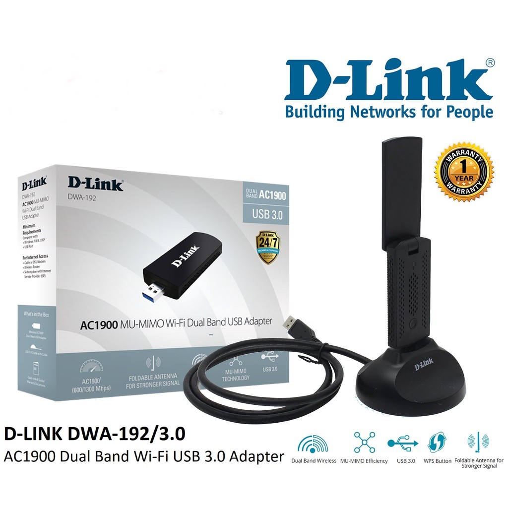 ⚡️ยูเอสบีไวไฟ⚡️ D-LINK (DWA-192) AC1900 Dual Band Wireless USB Adapter ...