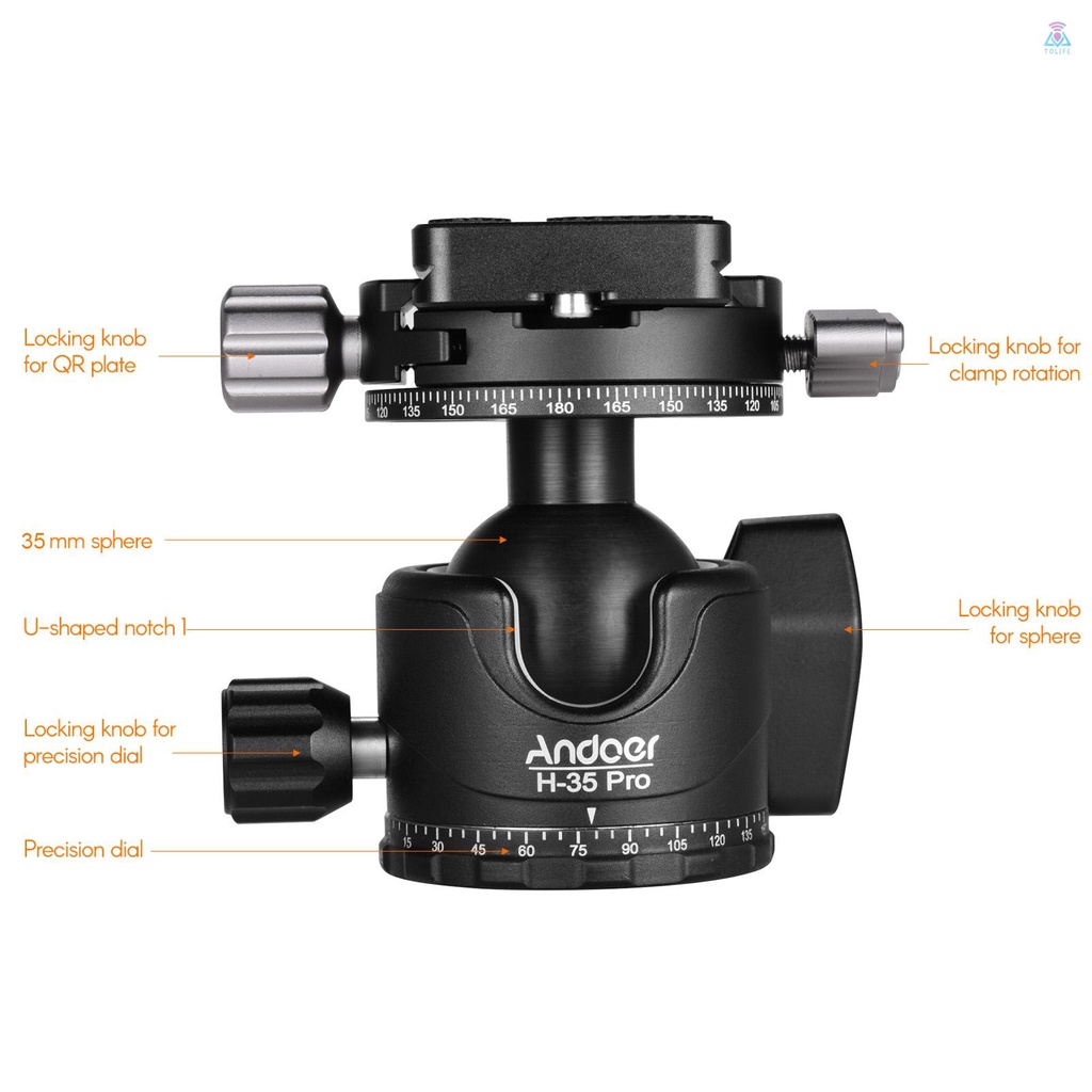 TL Andoer H-35 Pro อะแดปเตอร์ขาตั้งกล้อง หัวบอลพาโนรามา อลูมิเนียมอัลลอย รับน้ําหนักได้เต็มที่ ...