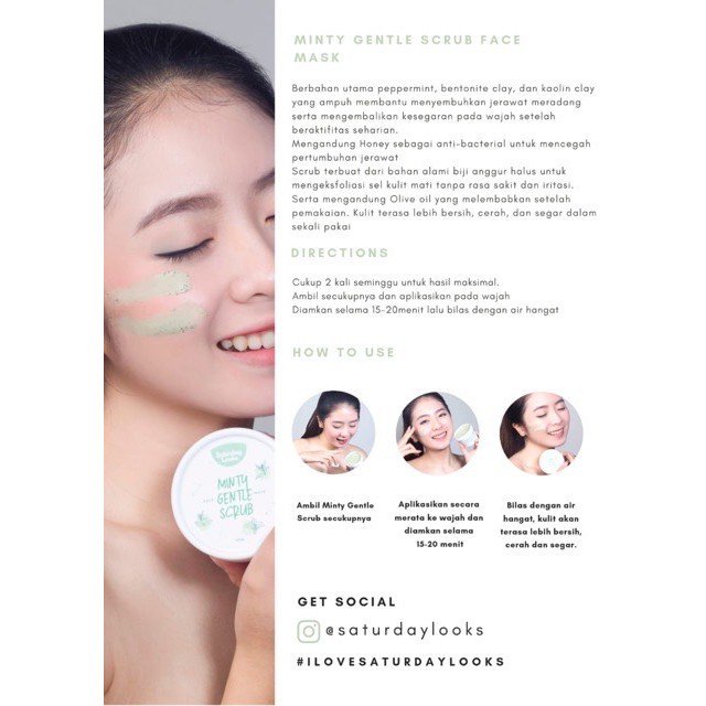 2021Saurday LOOKS Minty Gentle Scrub 125gr Clay Mask 125gr2022 FhOq ...