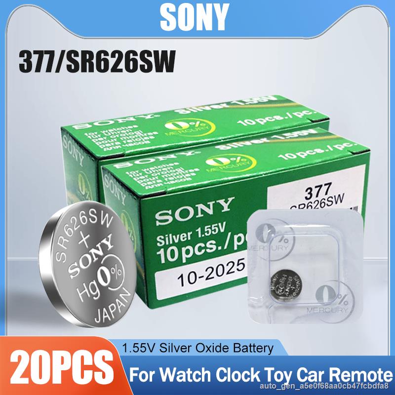 20pcs al Sony 377 Sr626sw 377a Ag4 Sr626 Lr66 Lr626 1.55v Silver Oxide ...