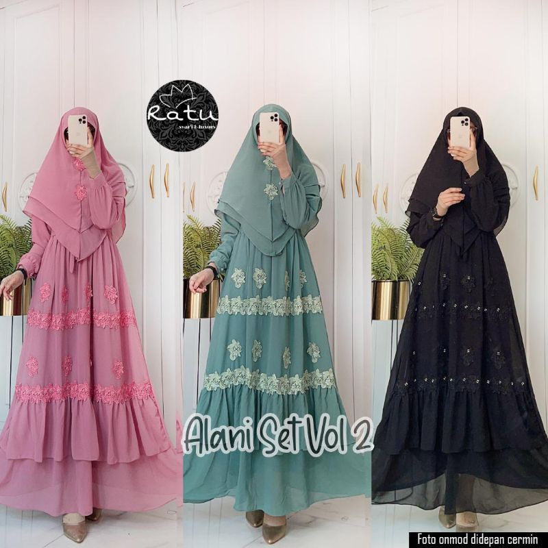 Alani SET VOL 2 ชุดเสื้อคลุม SYARI KHIMAR สําหรับเด็กผู้หญิง ...
