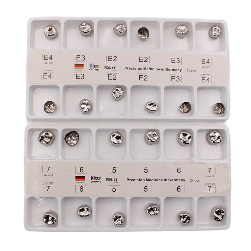 12Pcs/Box Dental Kids Crown Stainless Steel Primary Molar Crown Adult ...