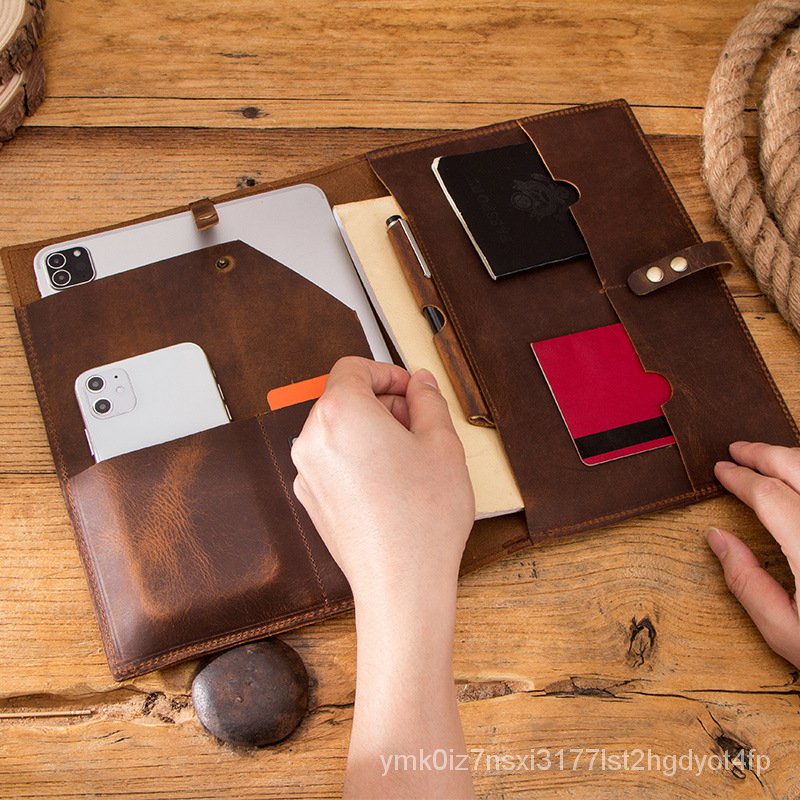 2021 Horse leather tablet protective bag tablet case with pencil holder ...