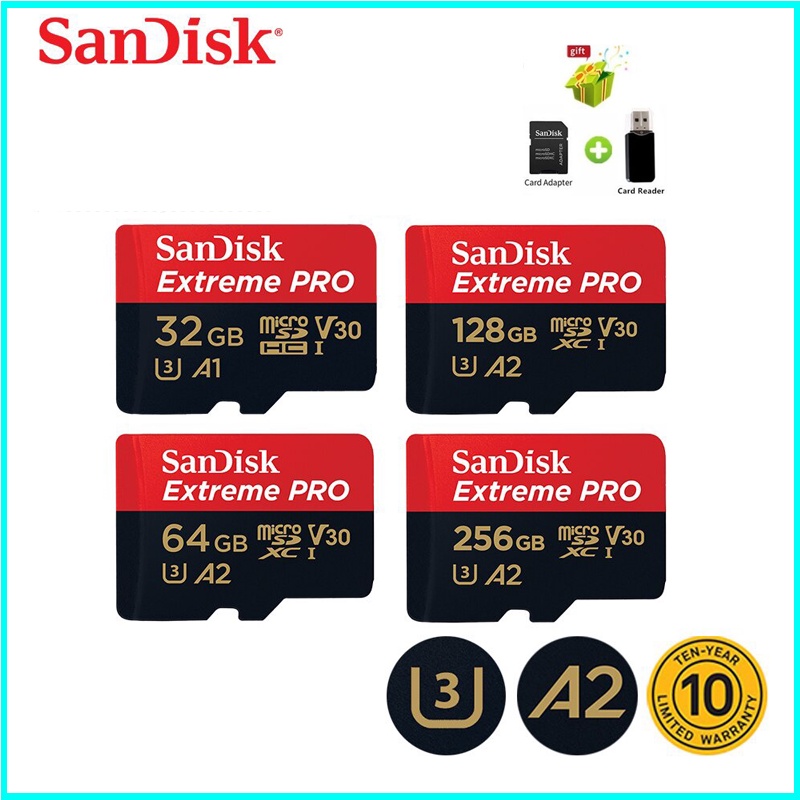 การ์ดหน่วยความจํา TF Micro SD Card Extreme Pro U3 100MBs 32GB 64GB 128GB 256GB 512GB 1TB 4K ...