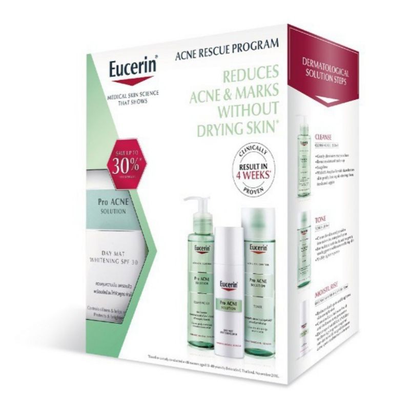 [Exp.2022] Eucerin pro acne gift set [cleansing gel + toner +Day matt ...