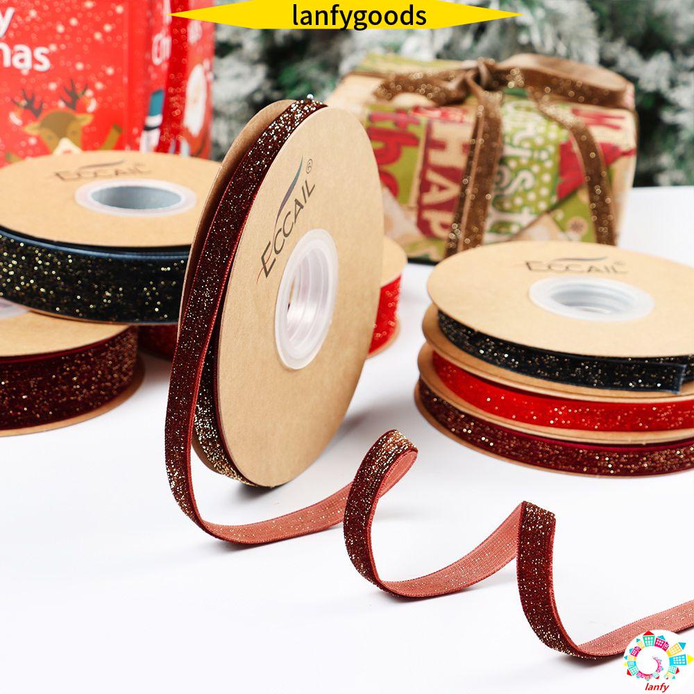LANFY???? 10mm 25mm 10yards Party Gold Wire Velvet Ribbon Home Wrapping ...