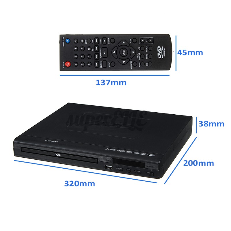 1080P HD 15W LCD DVD Player Compact Multi Region Video HDMI MP4 MP3 CD ...