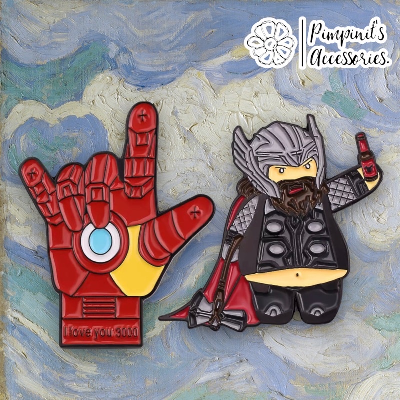 พร้อมส่ง เข็มกลัดเซ็ทเทพเจ้าธอร์และมือกัปตันอเมริกา Thor Captain ...