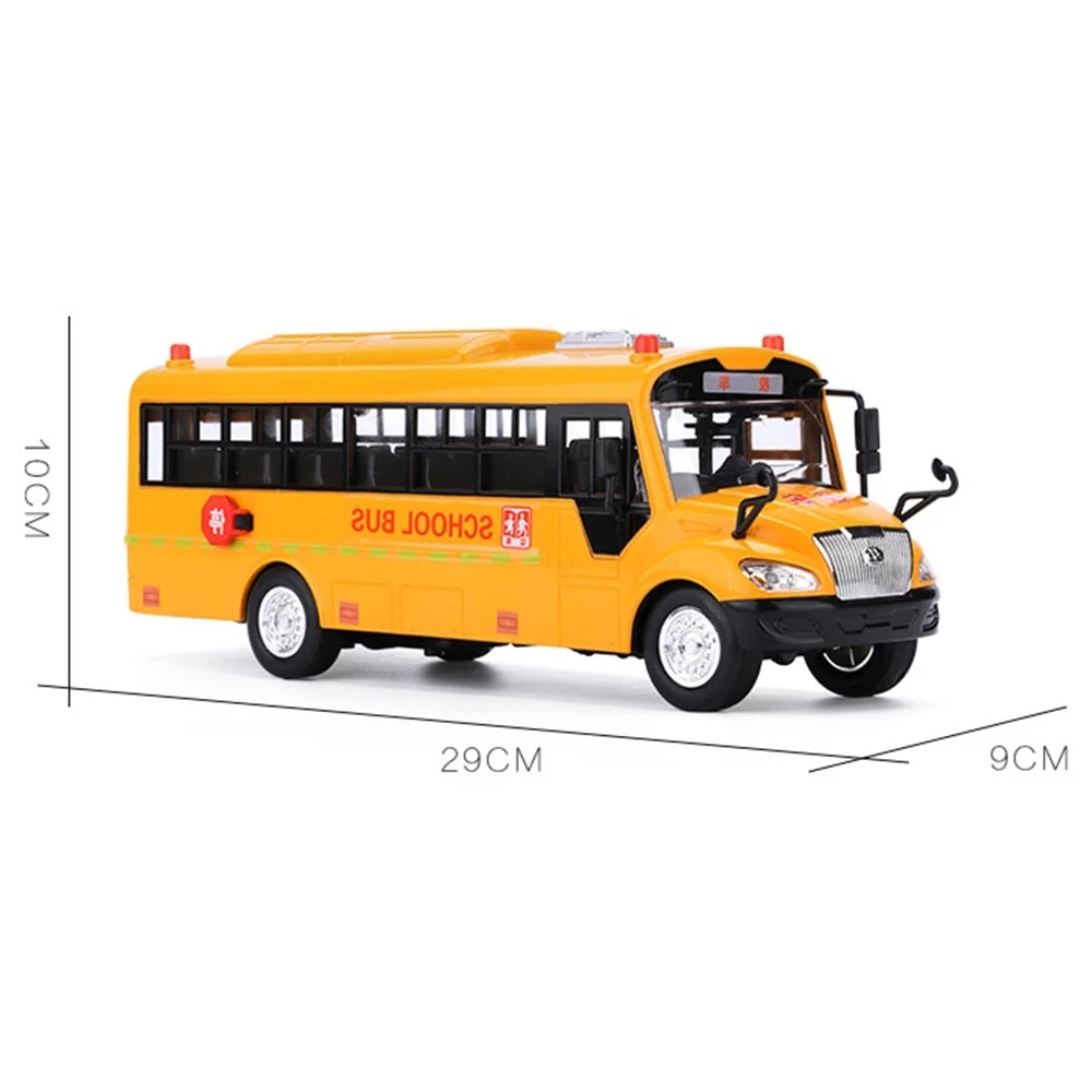 Alloy School Bus Inertial metal bus Model Toy car goods Acousto Otic ...