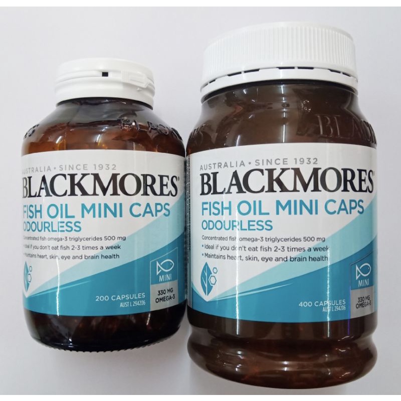 Blackmores Fish Oil Mini Caps Odourless 500 mg. 200,400 Capsules แบล็คม ...