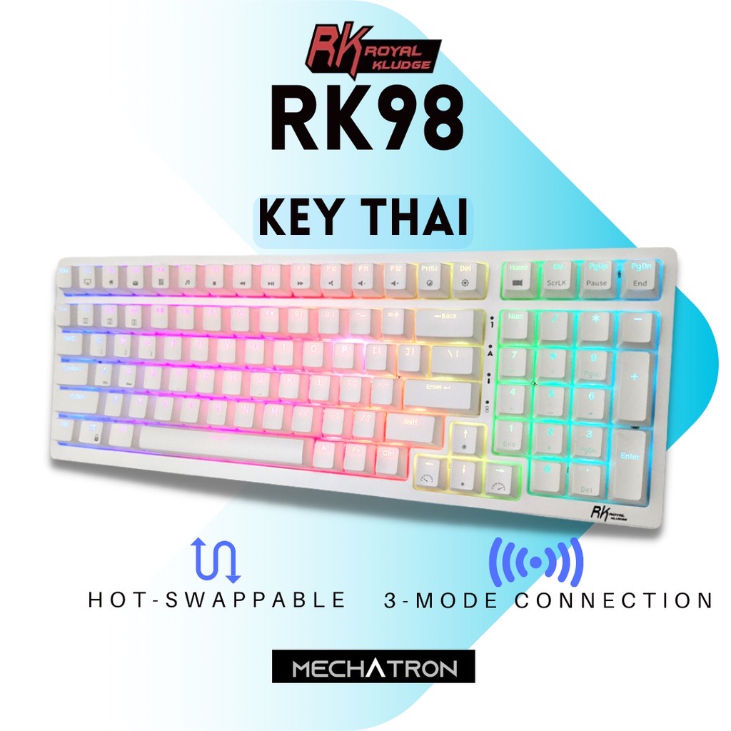 Royal Kludge RK98 RGB Hotswap RK คีย์ย์บอร์ดไร้สาย Bluetooth Wireless ...