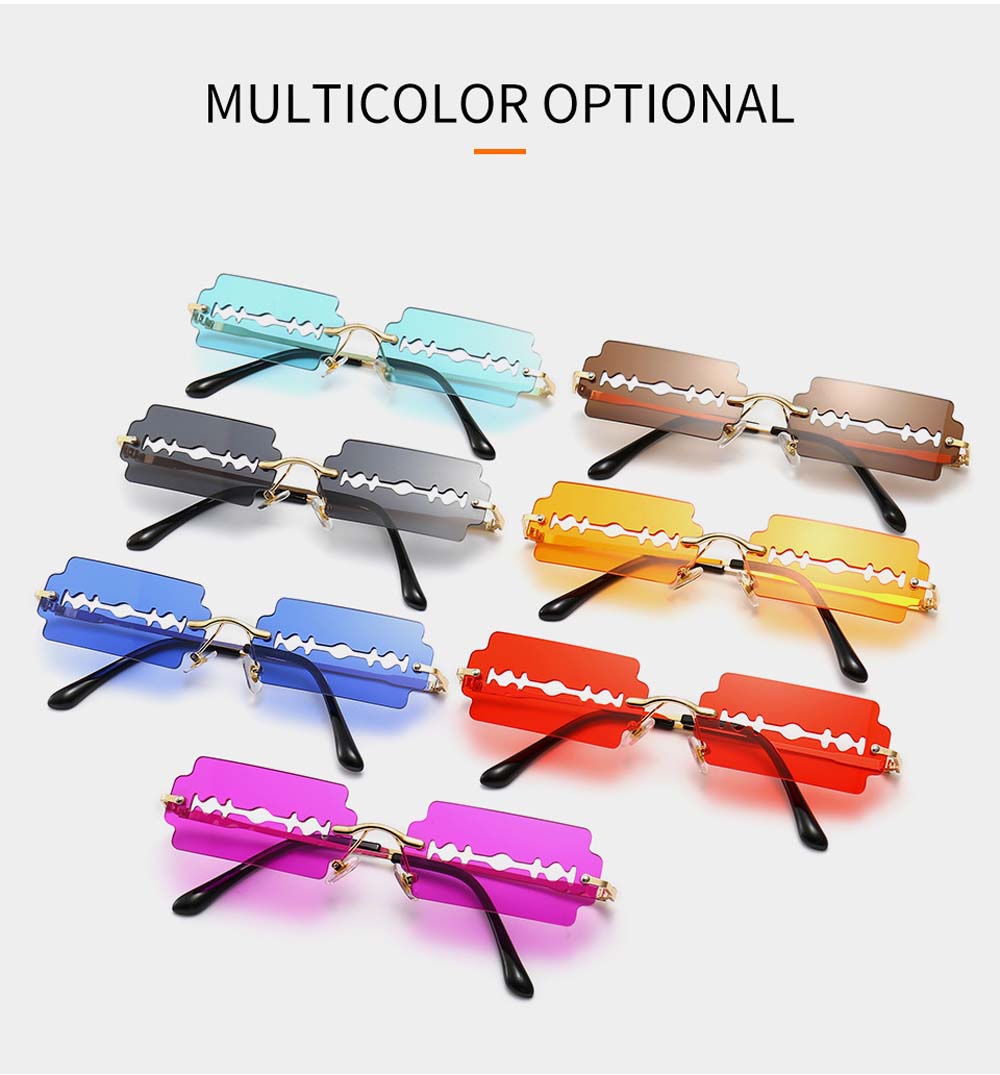 QQMALL Fashion Rimless Outdoor Eyewear Street Shot UV400 Protection ...