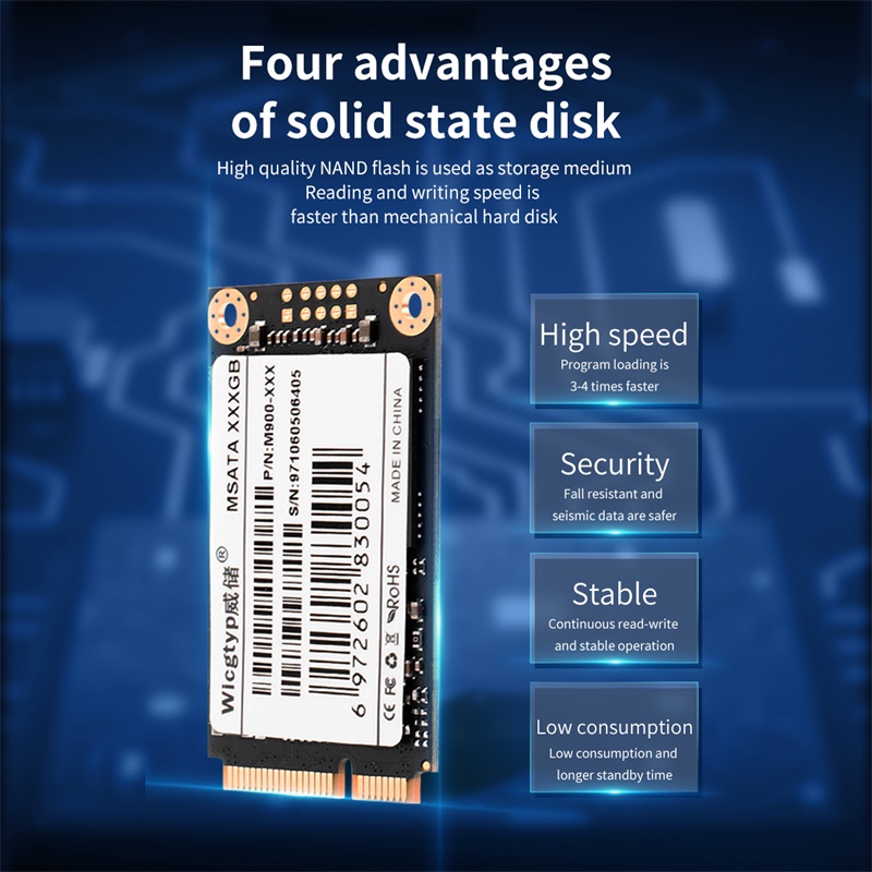 Wicgty MSATA SSD 128GB 256GB 512GB Ssd mSATA 1TB 2TB HD SSD Drive SATA3 ...