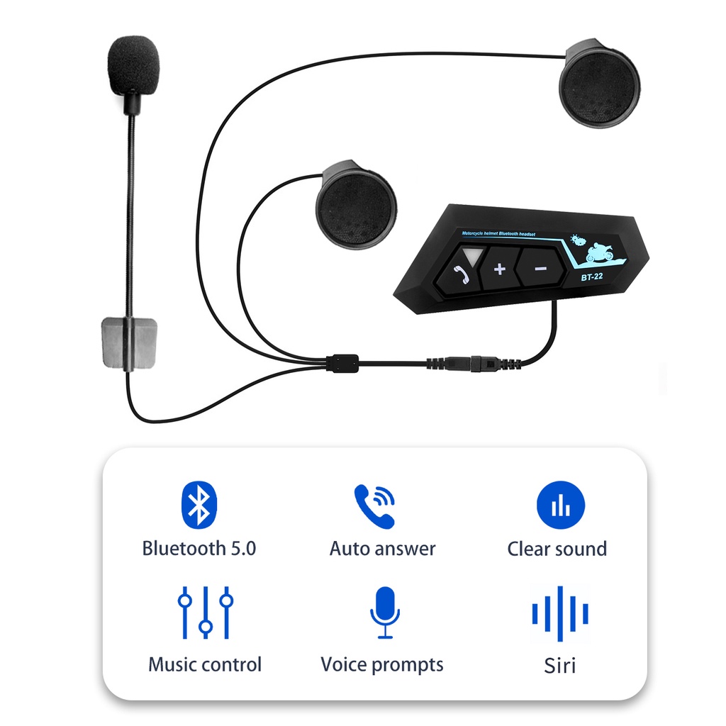 Bluetooth 5.0 Helmet Headphone Bluetooth Wireless Motorcycle Headset ...