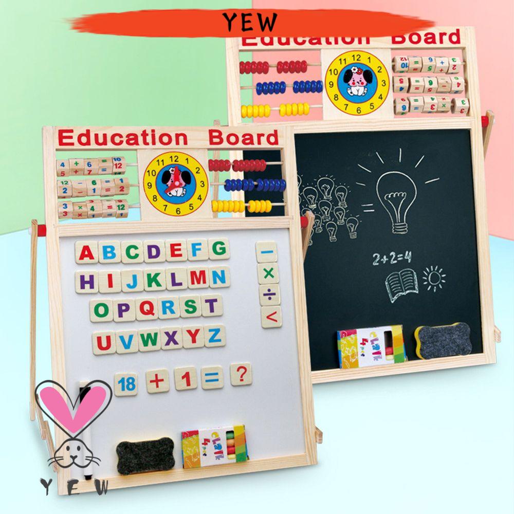 YEW Wooden Drawing Board Double-sided Educational Blackboard Picture ...