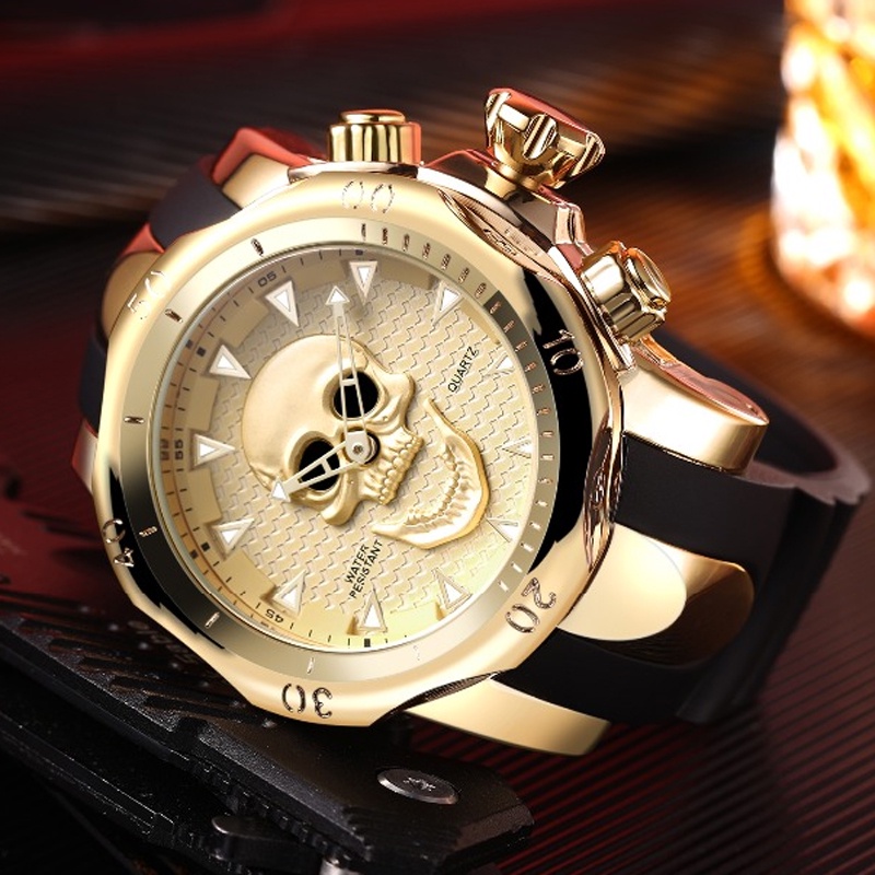 Skull Watch Men Big Dial 3D Rotating Mens Watches Top Brand Luxury ...