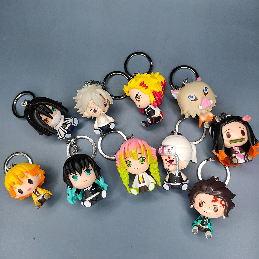 PEWANY 10pcs Key Rings Zenitsu Anime Demon Slayer Keychain Kimetsu No ...