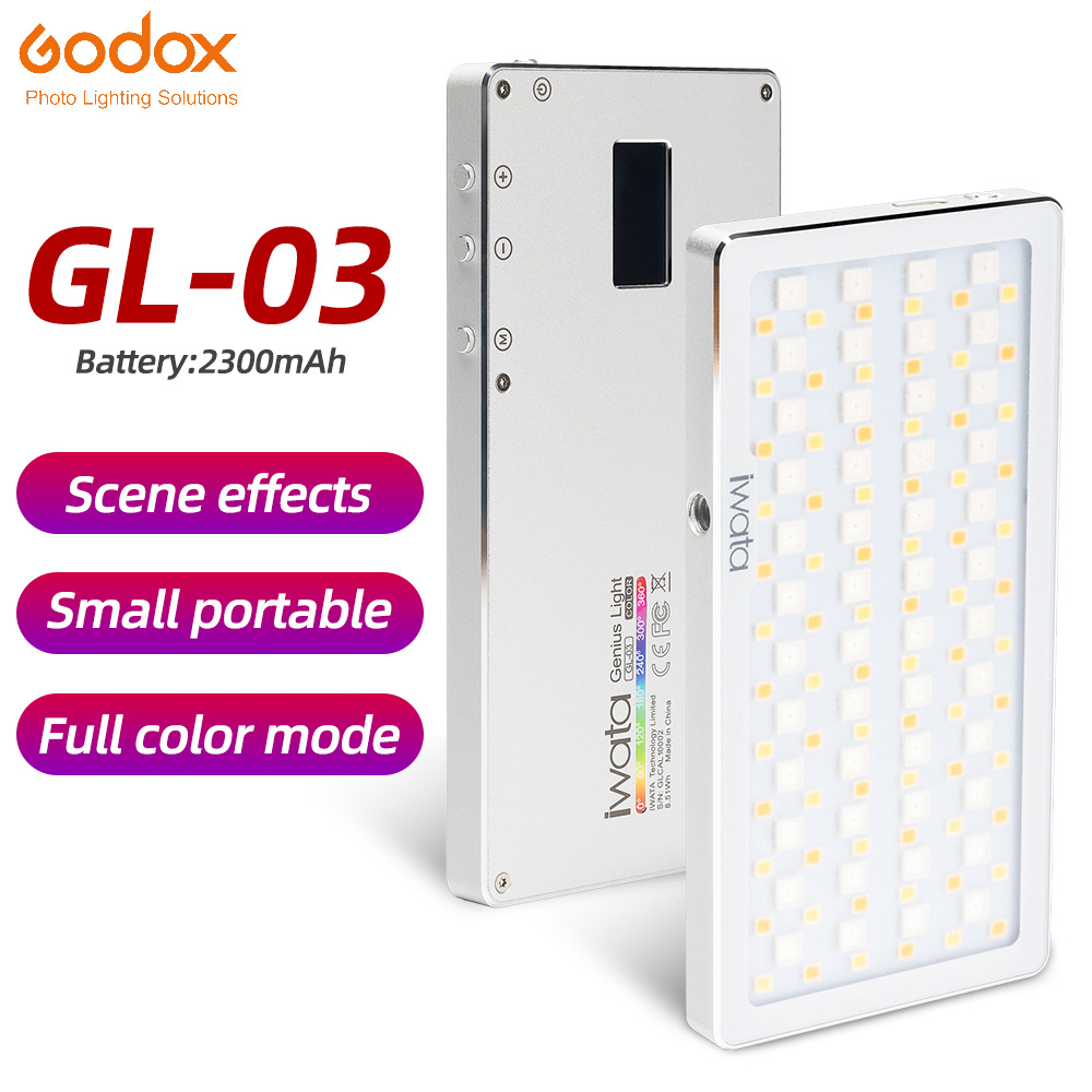 iwata GL-03 RGB 3000K-5500K dimmable full-color LED video light studio ...