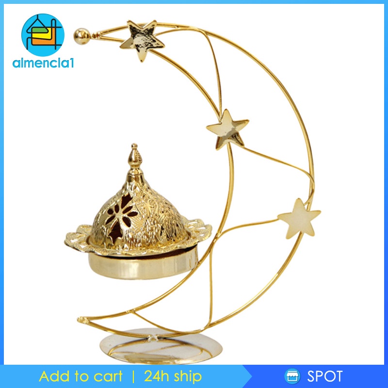 [ALMENCLA1] Luxury Ramadan Golden Moon Shape Incense Burner Candle ...