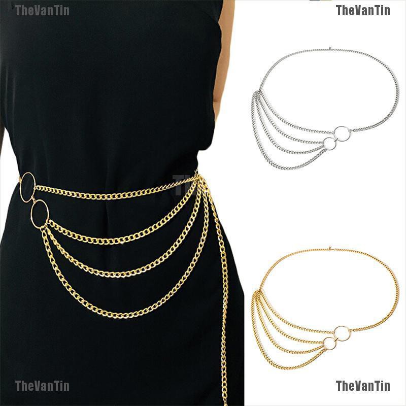 TheVanTin Women Metal Chain Retro Belt High Waist Hip Charms Waistband ...