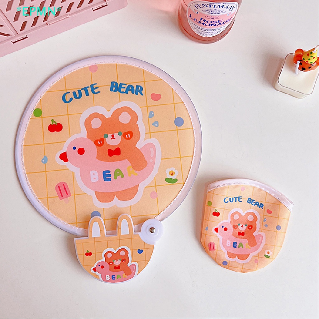 Epmn ใหม่ พัดพลาสติก ทรงกลม ลายการ์ตูนน่ารัก แบบพกพา พับได้ ...