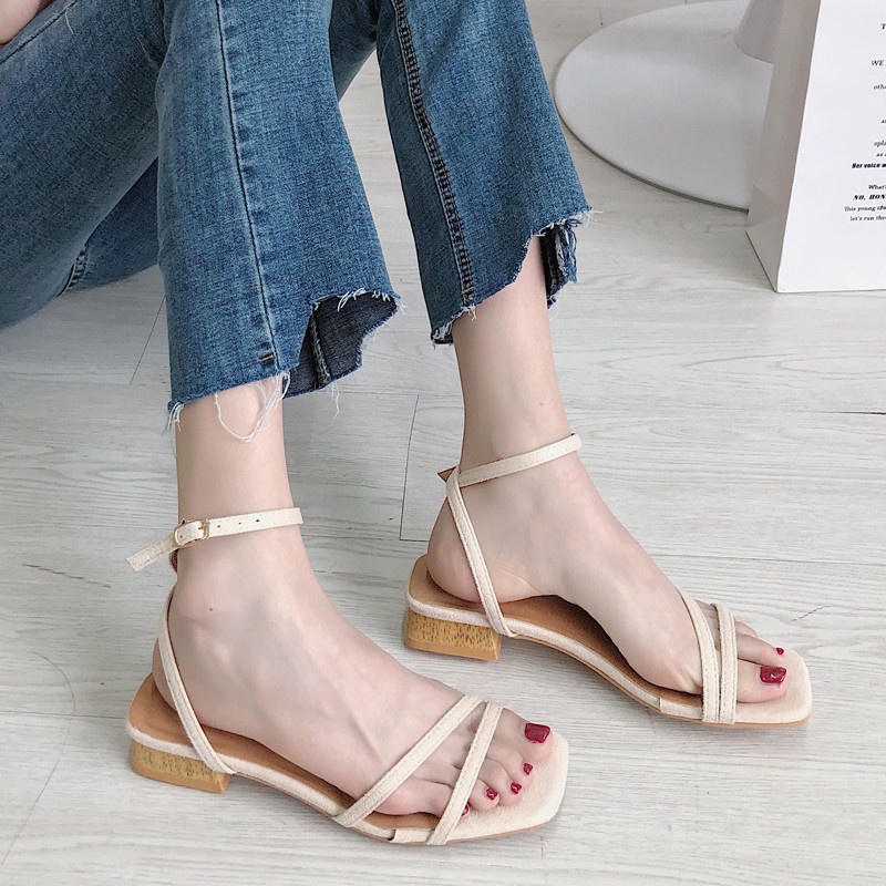 Chic word sandals female fairy wind with 2020 summer new Korean version ...