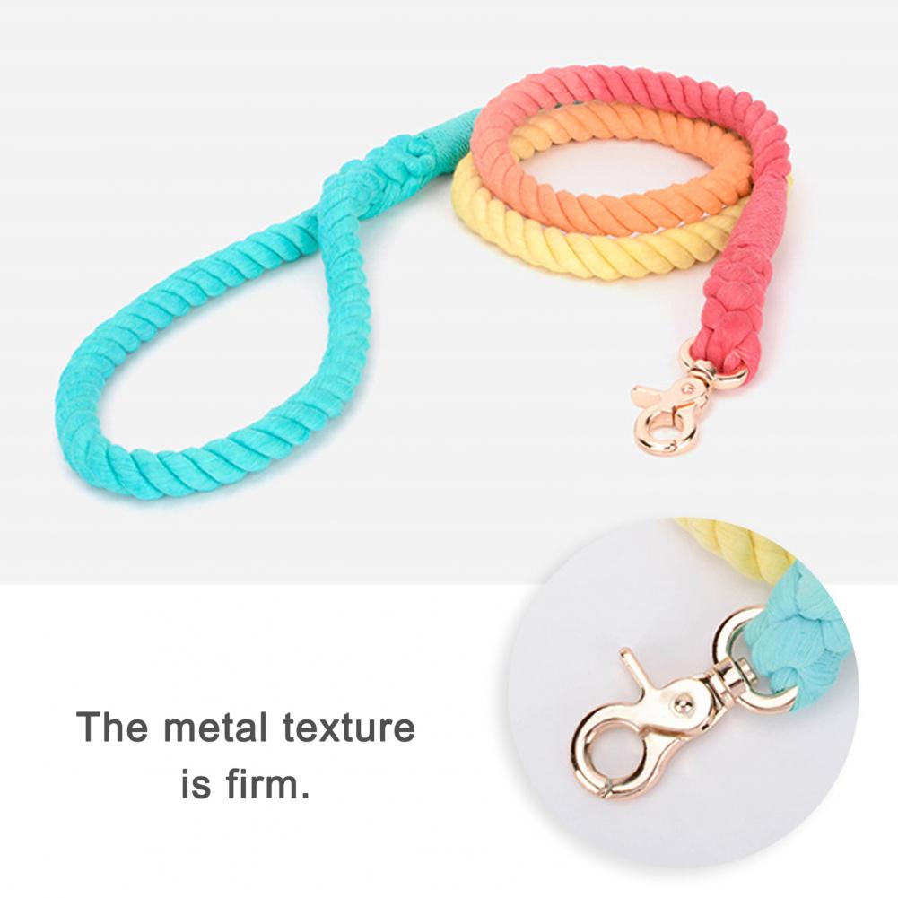 Gradient Rainbow Color Wear-resistant Braid Cotton Rope Dog Walking ...