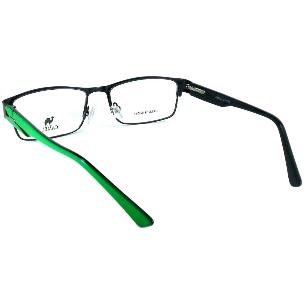 ☊๑ CAMEL แว่นตา รุ่น CA-12739 สีดำตัดเขียว กรอบเต็ม ขาสปริง วัสดุ ...