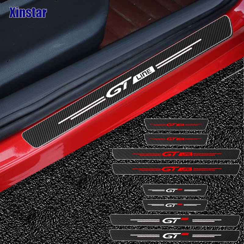 4pcs GT GTLine Carbon Fiber Car Door Sill Protection Sticker For ...