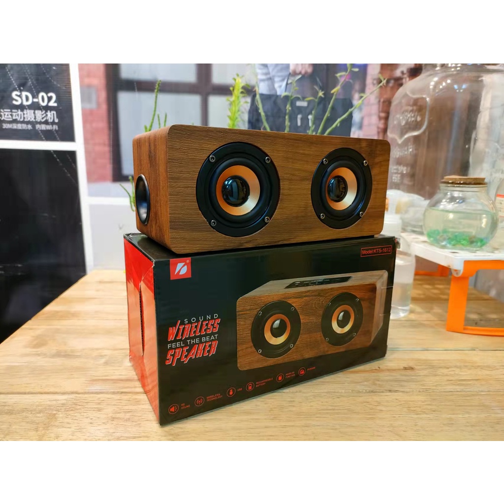 ลำโพงบลูทูธ KTS-1612 ลำโพงไม้มาไหม่ 2ดอก เล็กกระทัดรัด เสียงดี รองรับ USBTF 1200mAh - flowerjue ...