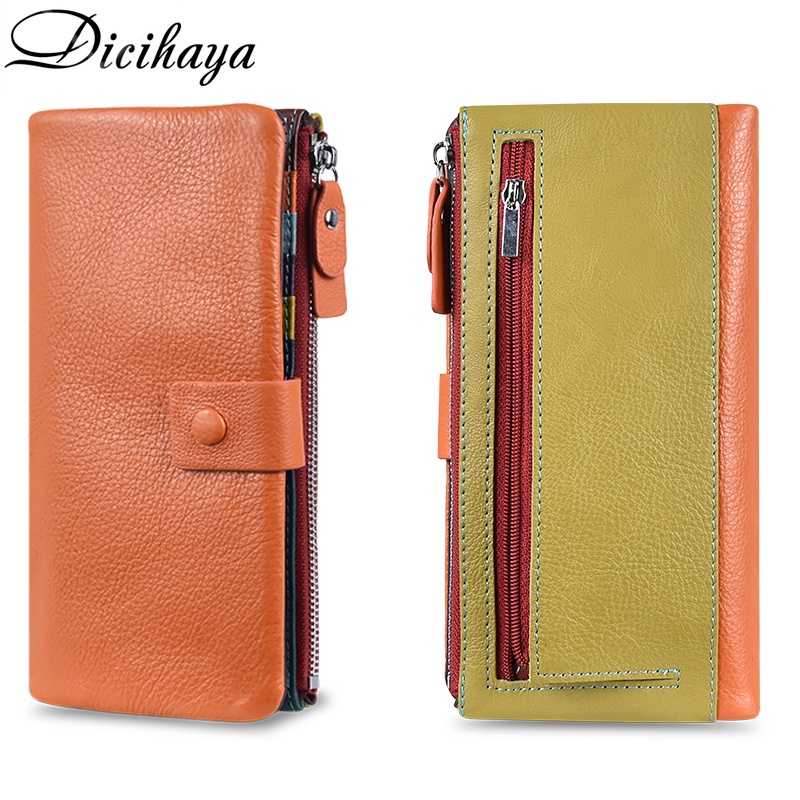 DICIHAYA Women Long Wallets Style Multi-functional Wallet Purse Color Patchwork Leather Female ...