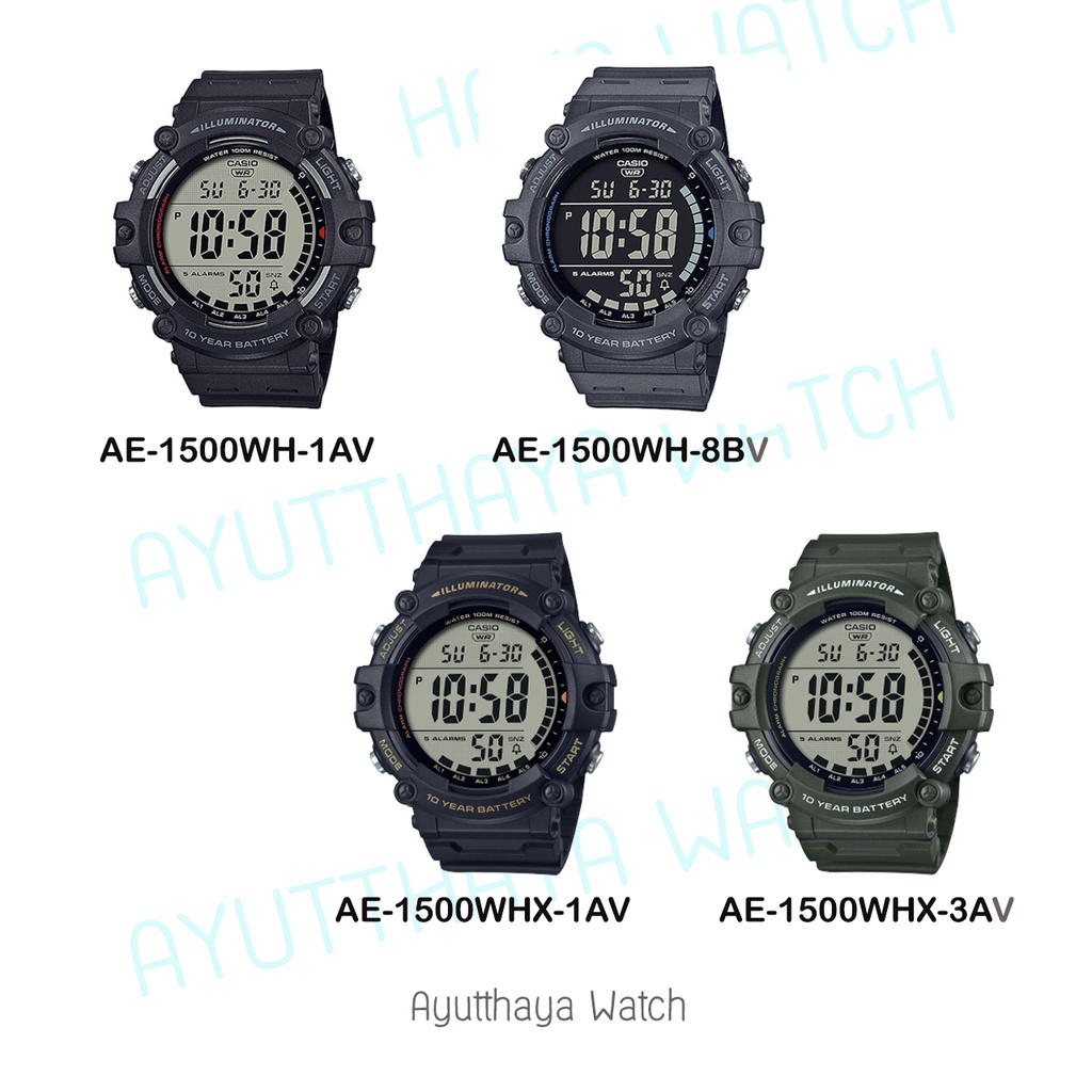 Casio นาฬิกาข้อมือ รุ่น AE-1500WH-1AV AE-1500WH-8BV AE-1500WHX-1AV AE-1500WHX-3AVของแท้ รับ ...