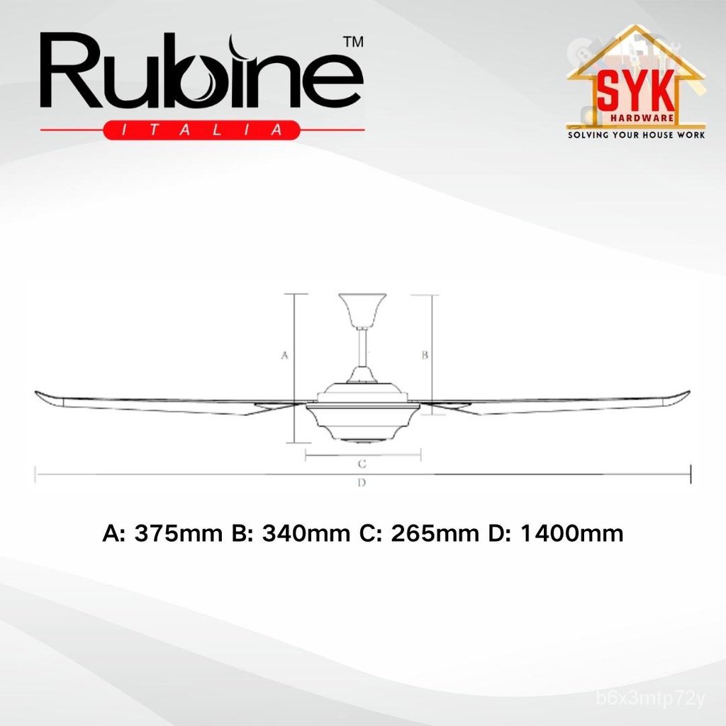 SYK Rubine Ceiling Fan Remote Control Kipas Siling 56" RCF-PICCO56-5B ...