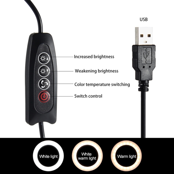 Selfie Ring Light LED Circle Light USB LED Desktop Lamp with Stand ...