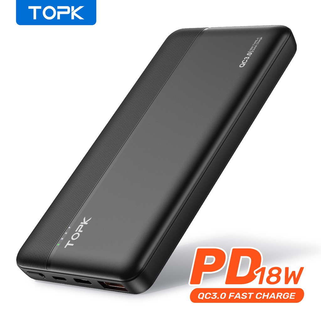 TOPK I1015P Quick Charge 3.0 10000mAh Power Bank USB Type C PD ...