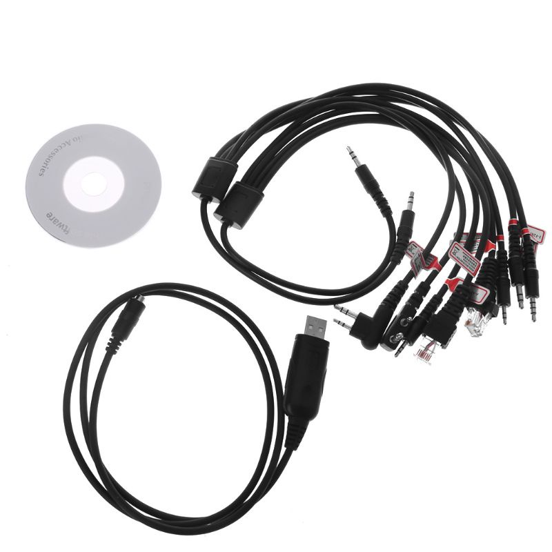 CRE 8-In-1 USB Programming Cable CD Kit For Kenwood Baofeng Motorola ...