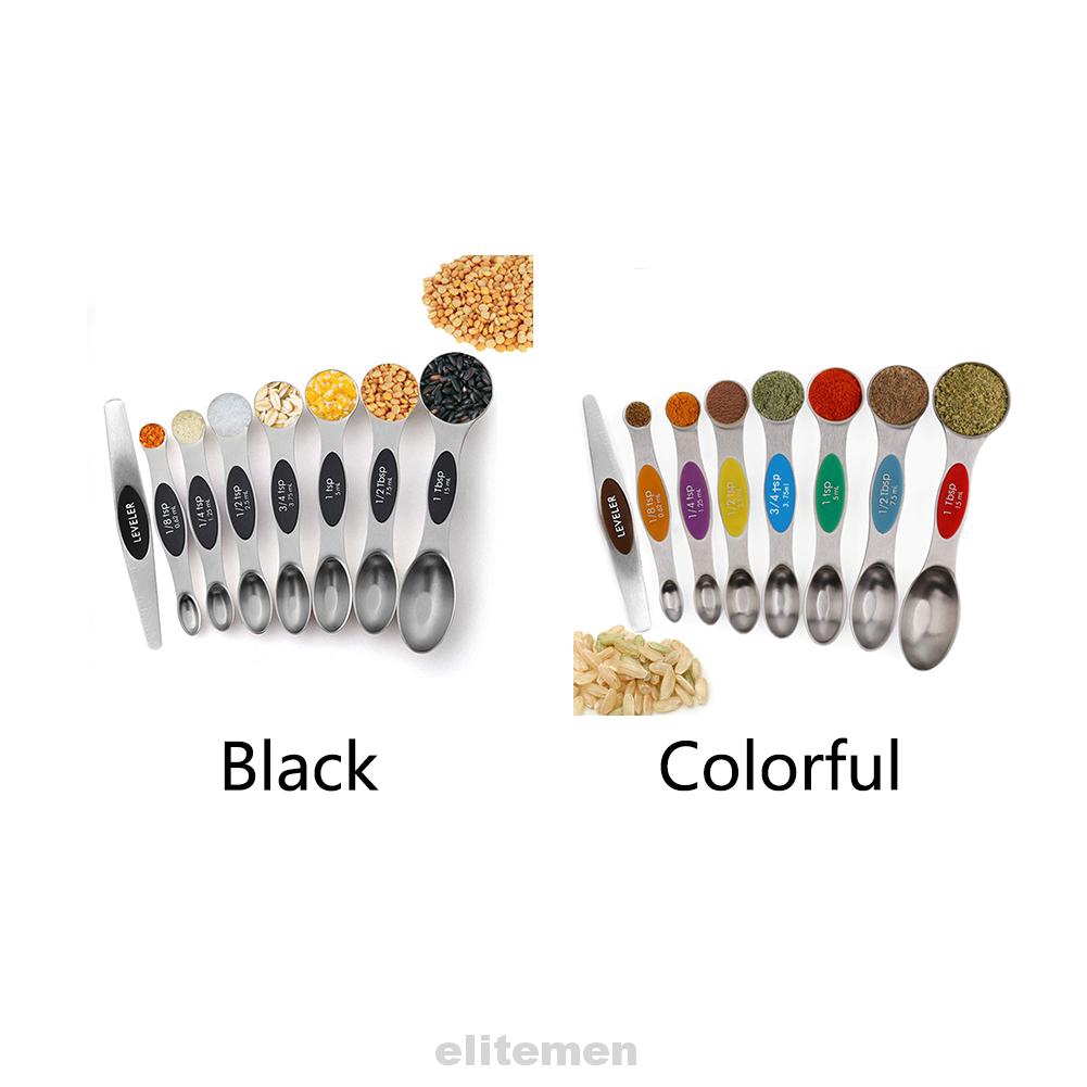 Accessories Measuring Spoons Set With Scraper Portable Dual Sided ...