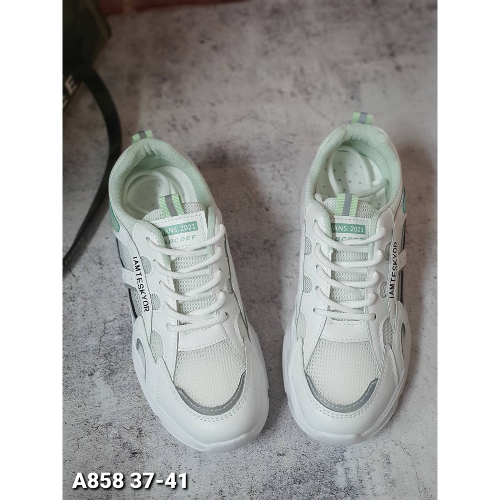 รองเท้าผ้าใบเสริมส้นผูกเชือกสไตล์เกาหลีเสริมส้น1.5นิ้วA858ไซส์37-40ไซส์ ...