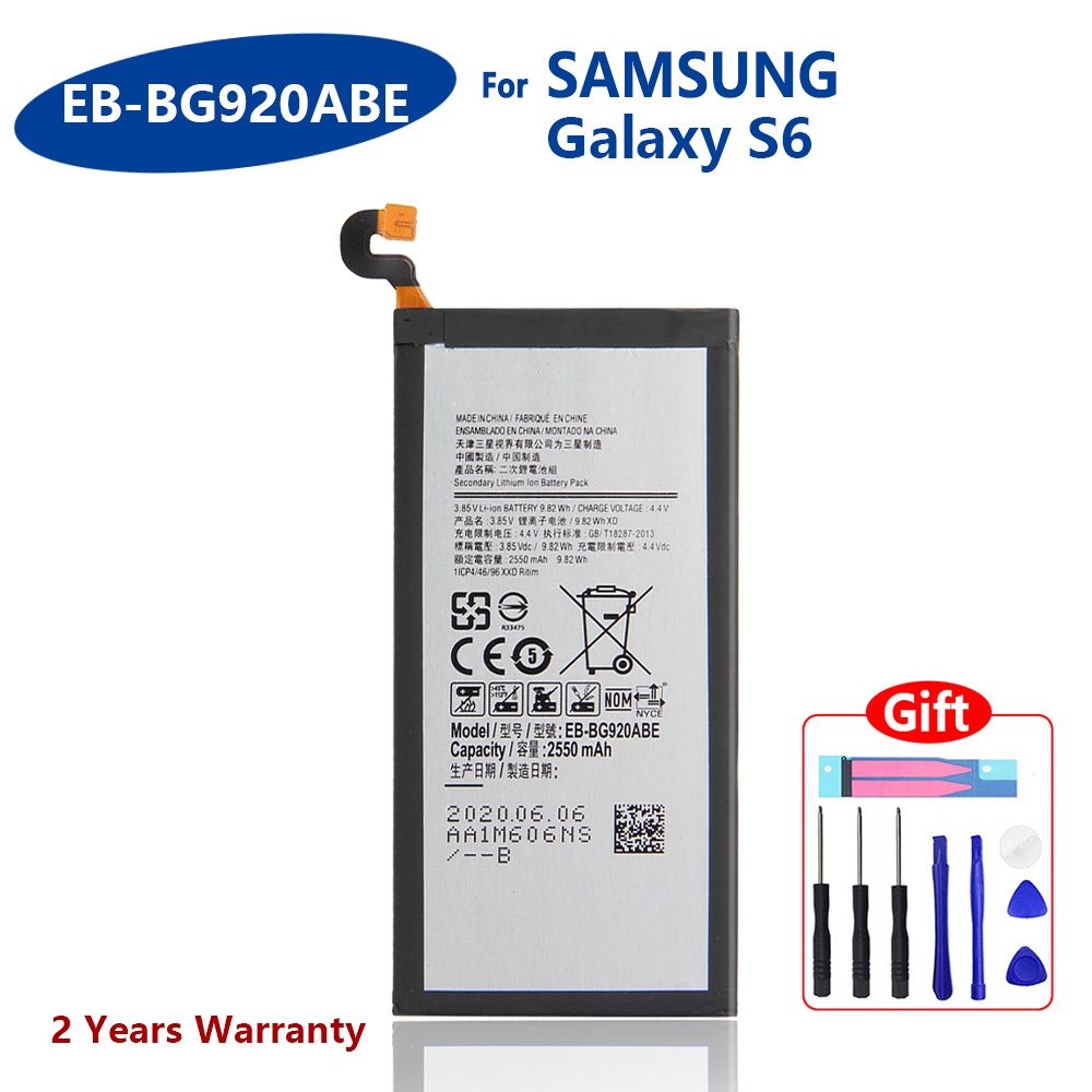 100 Genuine EB-BG920ABE Battery For Samsung GALAXY S6 SM-G920 G920F ...