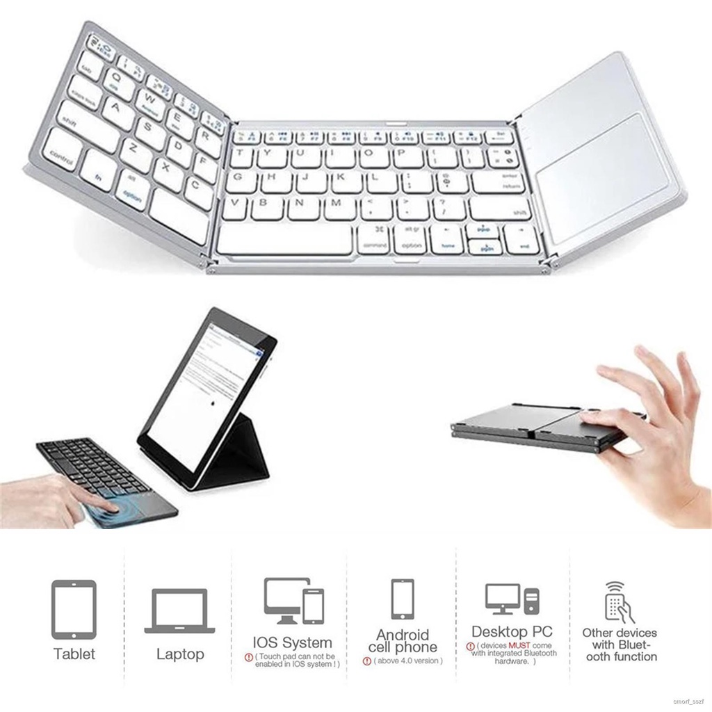 Foldable Wireless Bluetooth Keyboard Touchpad Portable UltraSlim ...