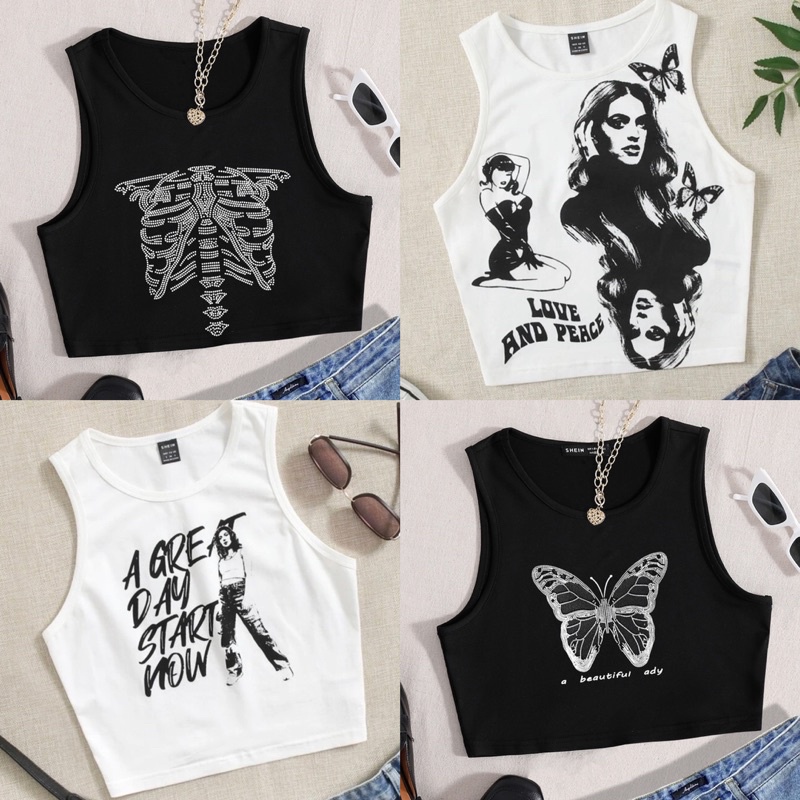 Sha-Shem (258) ครอปท็อป สายเดี่ยวสายไขว้ เว้าอกแซ่บ สายเดี่ยว เสื้อสายเดี่ยว เสื้อครอปท็อป เสื้อ ...