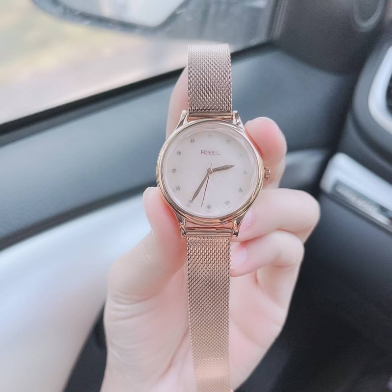 (ผ่อน0%) นาฬิกา สเตนเลส สีโรสโกลด์ สายแพ Fossil Watch for Women Mother ...