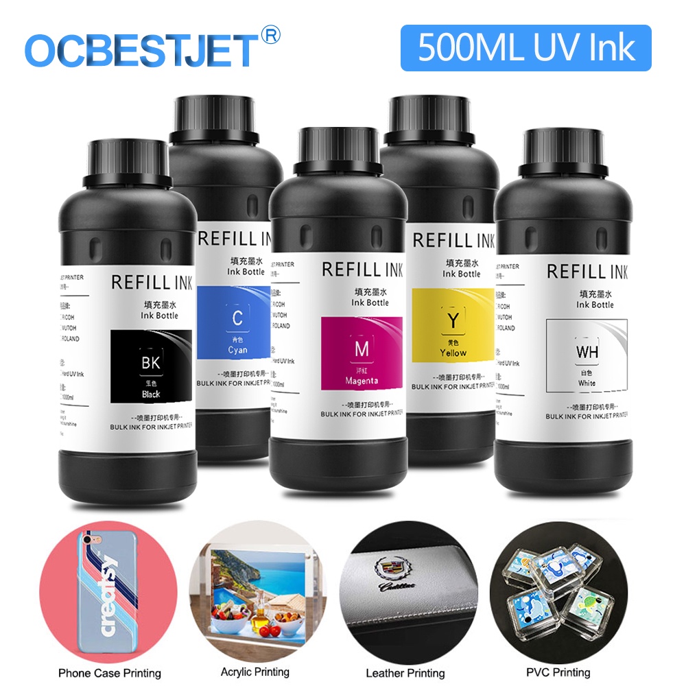 5x500ml LED UV Ink For Epson 1390 1400 1410 R280 R290 R330 L800 L805 L1800 XP600 TX800 For DX4 ...