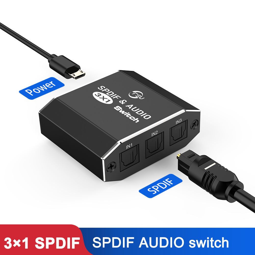 FSU SPDIF & AUDIO Switch 3 In 1 Out Optical Splitter Toslink Digital ...