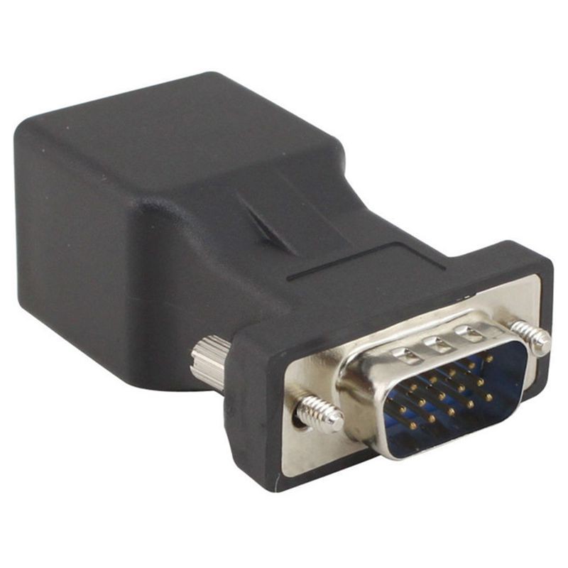 VGA Extender Male to LAN Cat 5 Cat 6 RJ 45 Network Cable Adapter ...