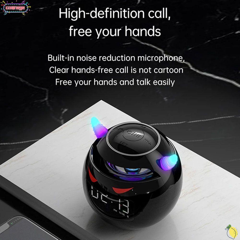 COURAGE Cute Wireless Speakers FM Radio Soundbar Clock Alarm Bluetooth ...