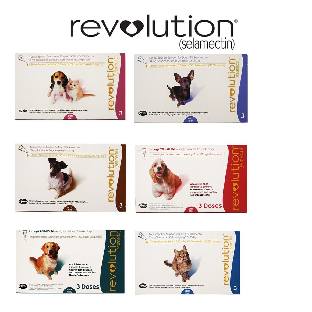 Revolution ยาหยอดหลังคอกำจัดเห็บหมัด สำหรับสุนัข แมว (Spot on for dog ...