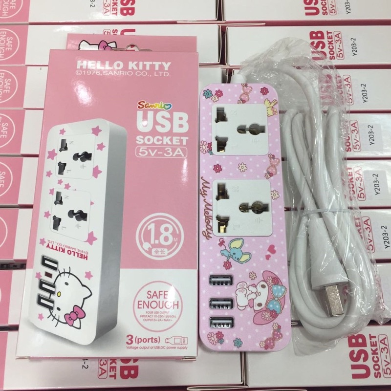 สายปลั๊กไฟแบบน่ารักลายการ์ตูนลายมายเมโลดี้ My MelodyและShiro ปลั๊ก3ตา ...