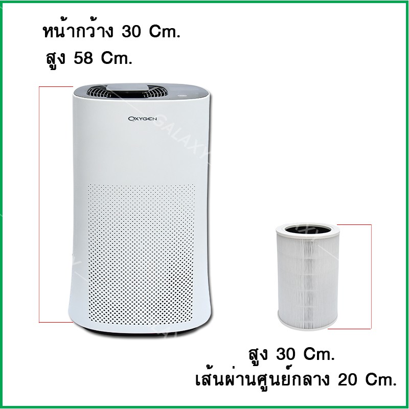 OXYGEN เครื่องฟอกอากาศ AP-005 สำหรับพื้นที่ 50 ตรม. เครื่องกรองอากาศ เครื่องกรองฝุ่น PM 2.5 ...